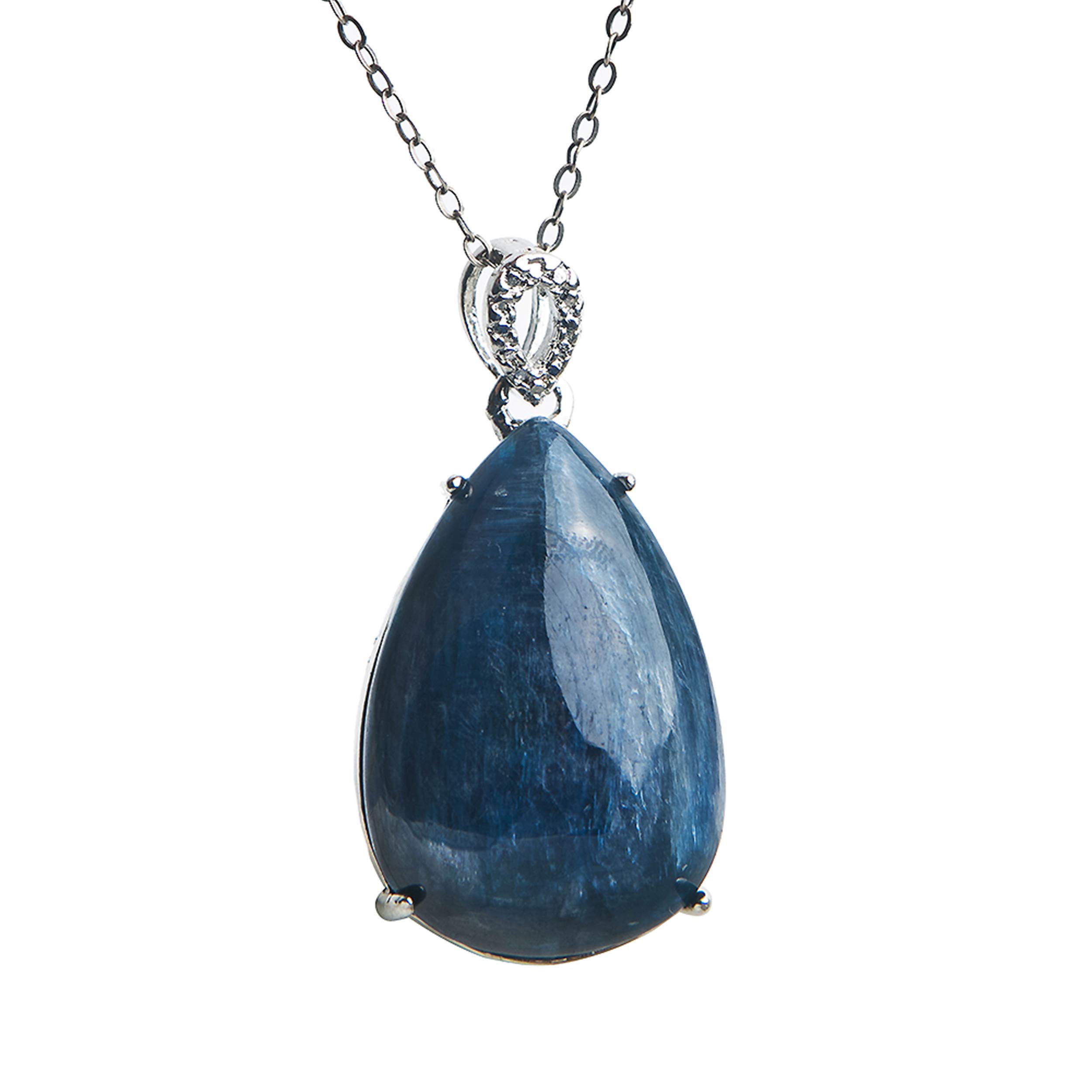 LiZiFang Natural Genuine Blue Kyanite Gemstone Crystal Water Drop Pendant