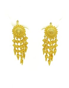 dangle earrings 23k 24k thai baht yellow gold plated filled earrings design from thailand, thai dress, the wedding, women jewelry