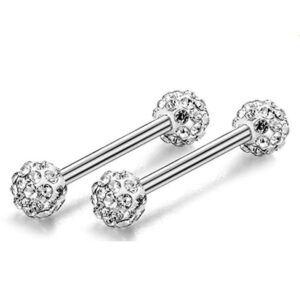 choppywave 1/4pcs rhinestone round ball tongue nose stud nipple lip piercing women jewelry white