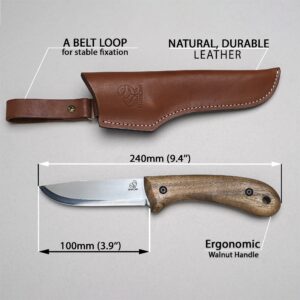 BeaverCraft BSH2 Bushcraft Knife Steel Blade – Fixed Blade Knife – Camping Knife Survival Knife Full Tang – Hiking Knife for Every Task – Camp Knife with Sheath