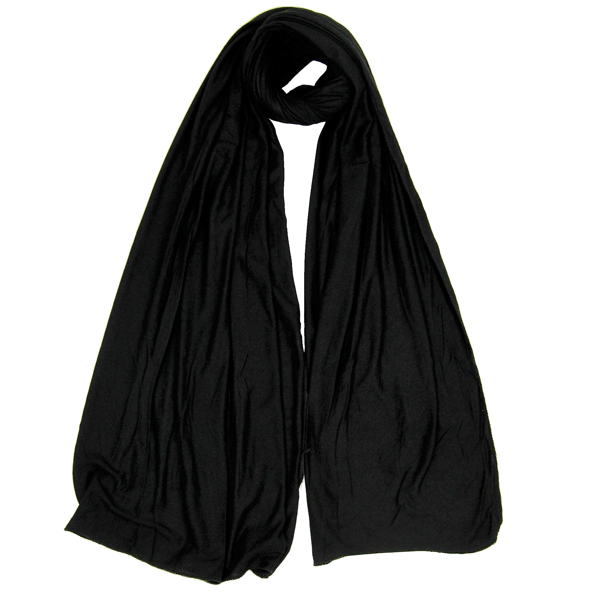 Black Soft Stretch Jersey Head Scarf Rectangle Women's Hair Wrap