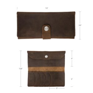 Hide & Drink, Folio Wallet, Holds Up to 4 Cards Plus Flat Bills & Coins, Card Holder, Travel Case, Full Grain Leather, Handmade, Bourbon Brown