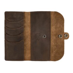 Hide & Drink, Folio Wallet, Holds Up to 4 Cards Plus Flat Bills & Coins, Card Holder, Travel Case, Full Grain Leather, Handmade, Bourbon Brown