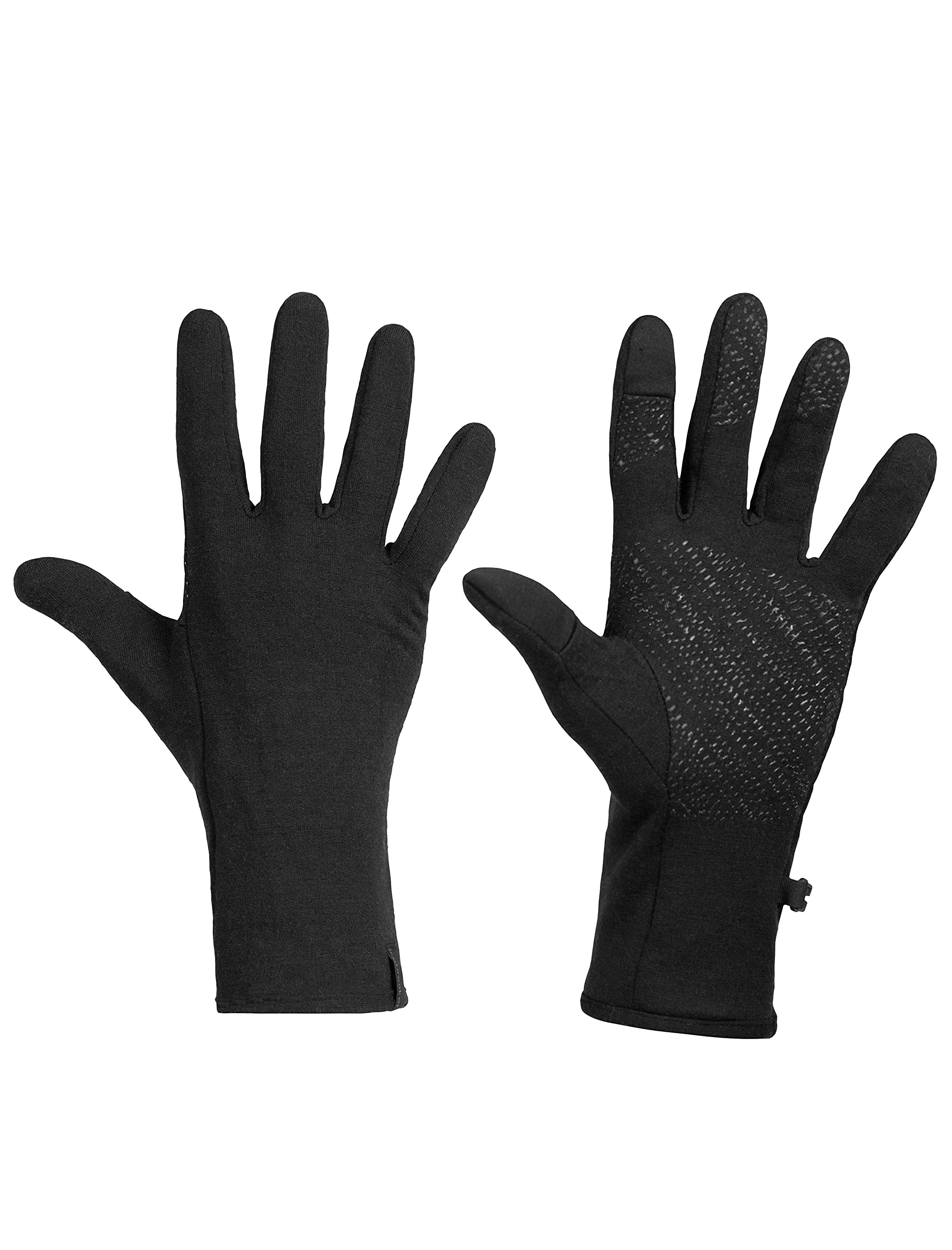 Icebreaker Merino Quantum Winter Gloves for Women, Men, with Touchscreen Tips, Merino Wool - Soft, Mid-Weight Glove Liners for Layering with Silicone Palm - Warm Gloves for Men, Women - Black, Large