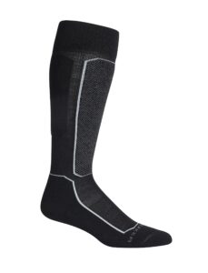 icebreaker merino ski+ light wool socks for women, knee high, over the calf - comfy, breathable high socks for women with seamless toe, cushioned instep - black, large