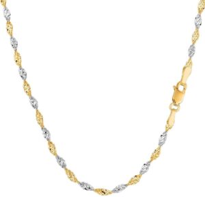 the diamond deal women’s 14k white-and-yellow-gold, 2.00mm shiny diamond-cut classic singapore chain necklace for pendants.