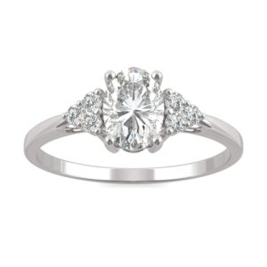 charles & colvard 14k white gold moissanite 7x5mm oval engagement ring-size 7.5 1.02cttw dew