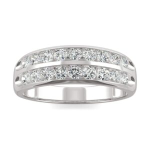 14k white gold moissanite by charles & colvard 2.2mm round band-size 6 0.72cttw dew