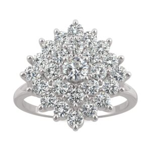 14k white gold moissanite by charles & colvard 3.5mm round fashion ring-size 8 1.12cttw dew