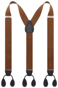 timiot y back button 1.4" suspenders for men with stylish leather button ends(coffe)