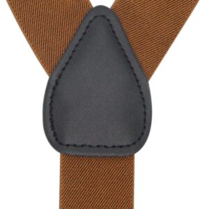 Timiot Y Back Button 1.4" Suspenders for Men with Stylish Leather Button Ends(Coffe)