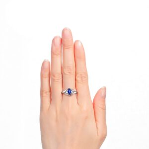 Rylos Simply Elegant Beautiful Blue Star Sapphire & Diamond Ring - September Birthstone* Size 6