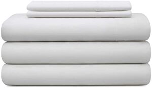 cotton bed sheets 5 piece split set 400 thread count 100% extra long staple luxurious & hypoallergenic bedding hotel & home collection deep pocket 10-18 inches (split king, white solid)