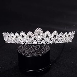 Crystal Crown and Veil Set-Rhinestones Tiara Headband Elegant Bridal Wedding Veil with Comb White, Bachelorette Party Accessories