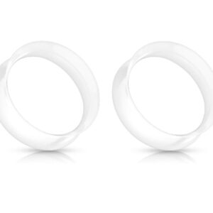 Pierced Owl White Ultra Thin Silicone Double Flared Saddle Tunnels, Sold as a Pair (16mm (5/8"))