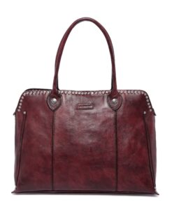 old trend genuine leather soul stud satchel tote bag office daily handbage (rusty red)