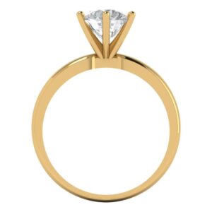 Clara Pucci 1.50 ct Round Cut Solitaire Genuine Moissanite Wedding Bridal Designer Anniversary Engagement Ring in 14k yellow Gold