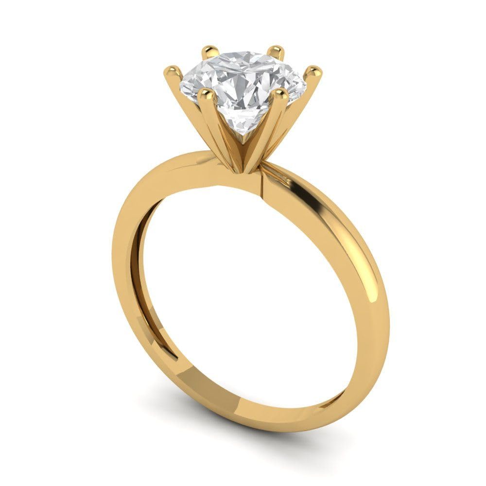 Clara Pucci 1.50 ct Round Cut Solitaire Genuine Moissanite Wedding Bridal Designer Anniversary Engagement Ring in 14k yellow Gold