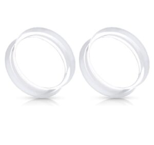 pierced owl clear ultra thin silicone double flared saddle tunnels, sold as a pair (16mm (5/8"))