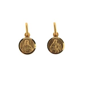 amalia 18k solid yellow gold round scapular medal (9 mm)