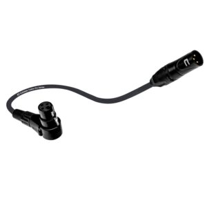 balanced xlr cable male to right angle female - 3 feet black - pro 3-pin microphone connector for powered speakers, audio interface or mixer for live performance & recording