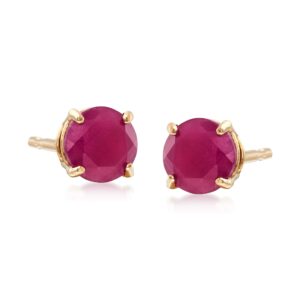 ross-simons 0.60 ct. t.w. round ruby earrings in 14kt yellow gold