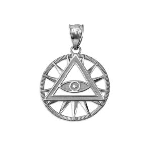 la blingz 10k white gold eye of providence illuminati charm necklace (pendant only)