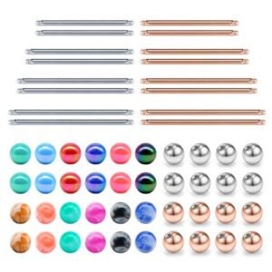 jforyou replacement bar and balls for straight barbell piercing jewelry for nipple rings tongue ring industrial piercing body piercing 14g 18mm 20mm 25mm 32mm bar length