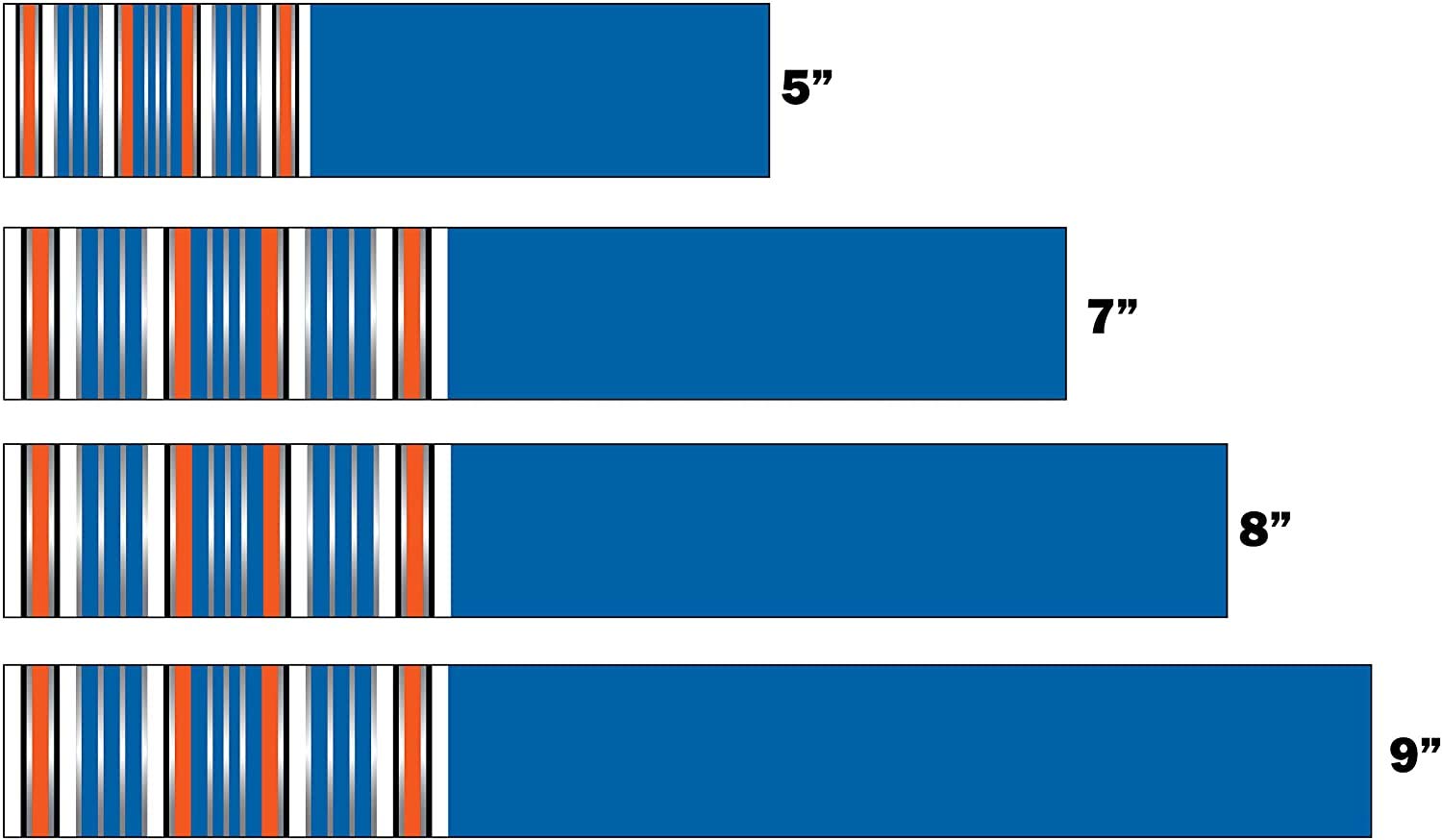 White Water Archery Non-Laminated Blue Background Orange Stripe Traditional 18 Crest Arrow Wraps 15 pk Choose Length Width (8, 1.12)