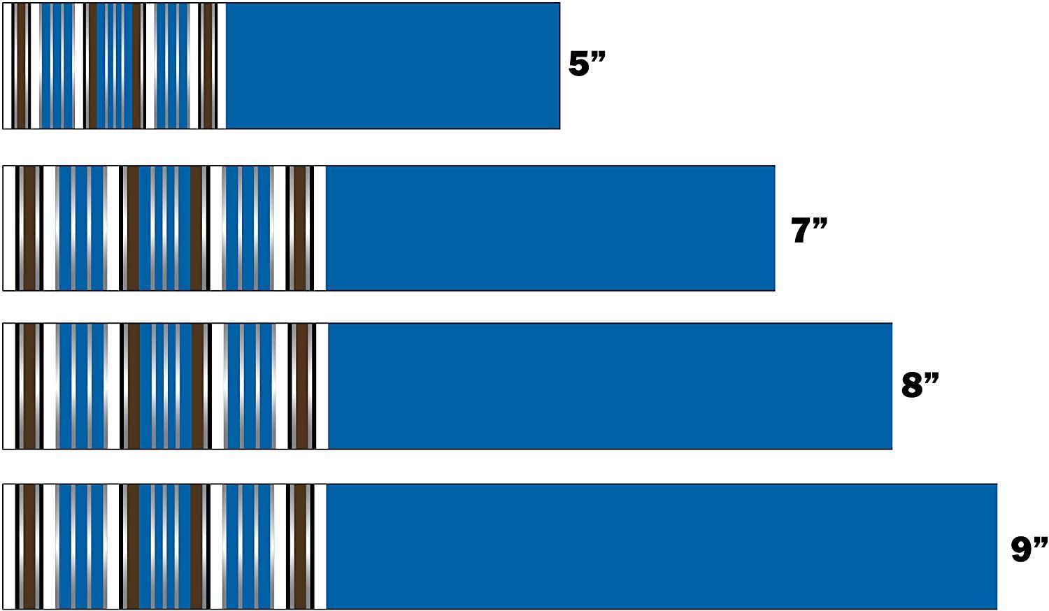 White Water Archery Laminated Blue Background Brown Stripe Traditional 18 Crest Arrow Wraps 15 pk Choose Length Width (7, 1.4)