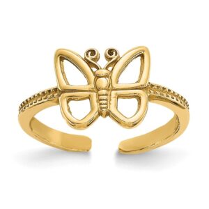 billythetree jewelry 14k yellow gold cutout wing design butterfly toe ring