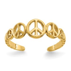 billythetree jewelry 14k yellow gold cutout polished peace sign toe ring