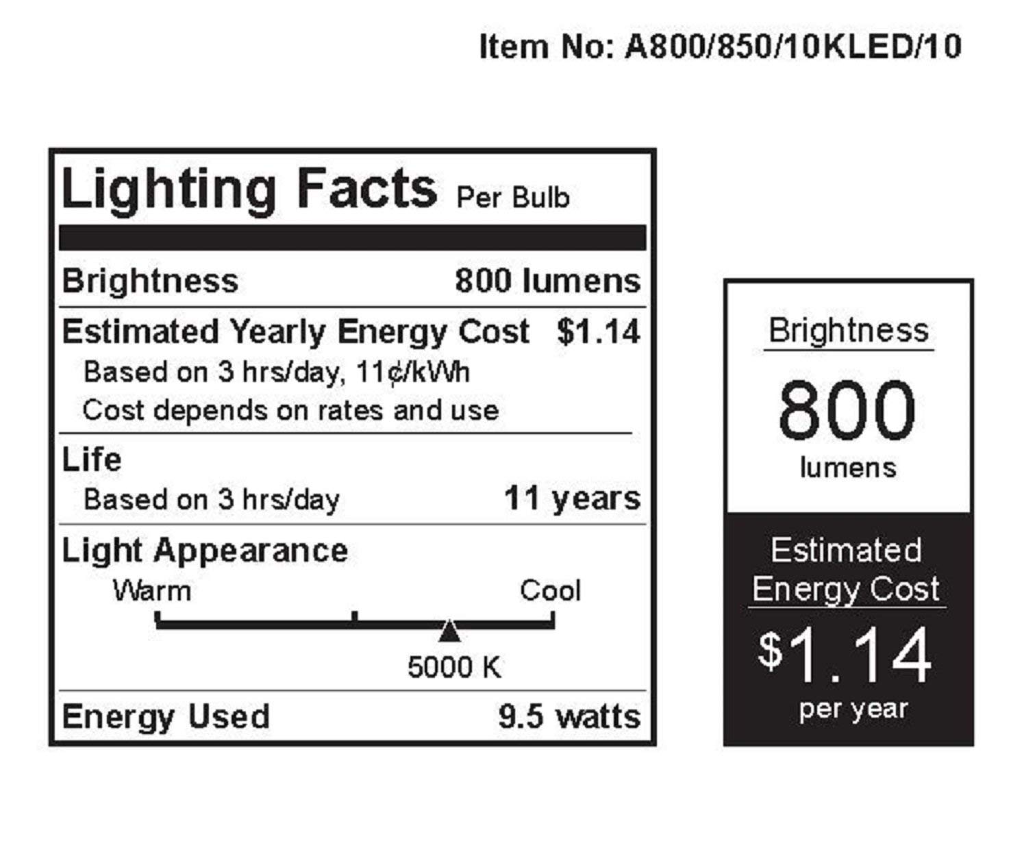 BULB LED A19 DAY 10W