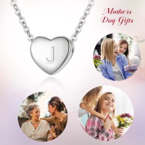 BriLove Gifts for Mom Women 925 Sterling Silver Tiny Initial Heart Pendant Choker Necklace for Mothers Day/Valentines Day/Birthday/Christmas/Anniversary Letter J