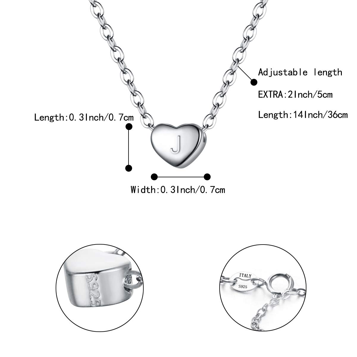 BriLove Gifts for Mom Women 925 Sterling Silver Tiny Initial Heart Pendant Choker Necklace for Mothers Day/Valentines Day/Birthday/Christmas/Anniversary Letter J