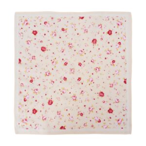 HOULIFE Ladies 100% 60S Cotton Handkerchiefs Womens Red Rose Floral Print Hankies for Wedding Party 18x18