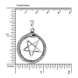 WithLoveSilver 925 Sterling Silver Celtic Pentagram Pentacle Star Ouroboros Serpent Hoop Snake Infinity Pendant