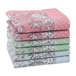 houlife handkerchief for women, soft cotton floral printing handkerchiefs ladies women hankies assorted color (mixed 1-6pcs)