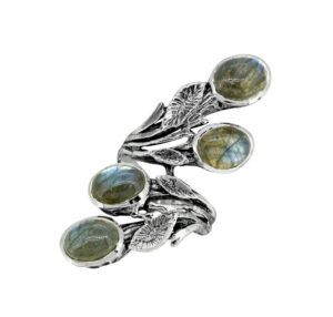 yotreasure natural labradorite solid 925 sterling silver innovative leaf vine design ring