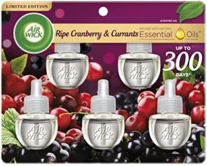 air wick plug in scented oil refill, 5 ct, ripe cranberry and currants, air freshener, essential oils, fall scent, fall decor