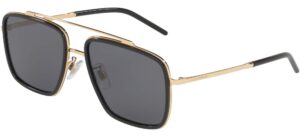 dolce & gabbana modern polarized rectangular sunglasses, multicoloured (gold/black), 57