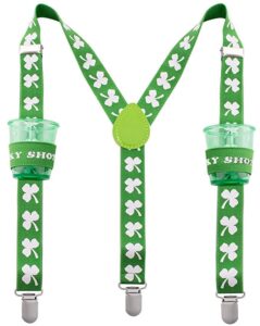 man of men st patricks day suspenders shot glass suspenders - st patricks day accesories, lucky shot glasses suspenders with clips