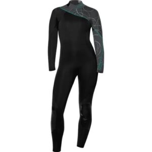 bare 3/2mm women's elate full wetsuit | comfortable high stretch neoprene material | long sleeve | great for all watersports, scuba diving and snorkeling | grey 02