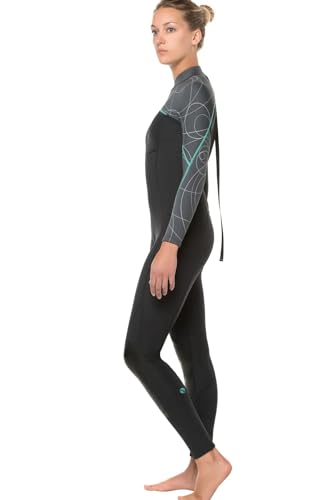 BARE 3/2MM Women's Elate Full Wetsuit | Comfortable high Stretch Neoprene Material | Long Sleeve | Great for All Watersports, Scuba Diving and Snorkeling | Grey 02