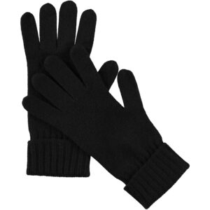 manio cashmere knitted gloves (black), medium