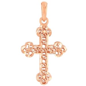 jewelry america 14k rose gold textured filigree christian orthodox cross charm pendant