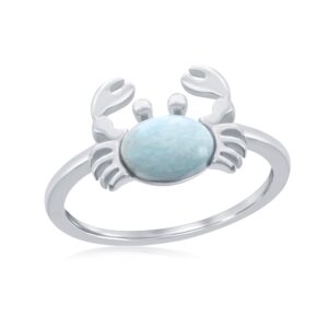 sterling silver larimar crab ring (size 7)