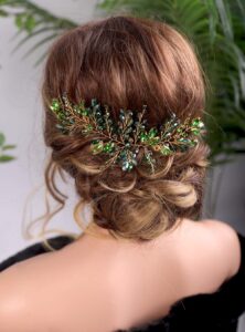 kercisbeauty bride hair accessories green crystal hair vine gold headband evening party prom women hair piece vintage wedding