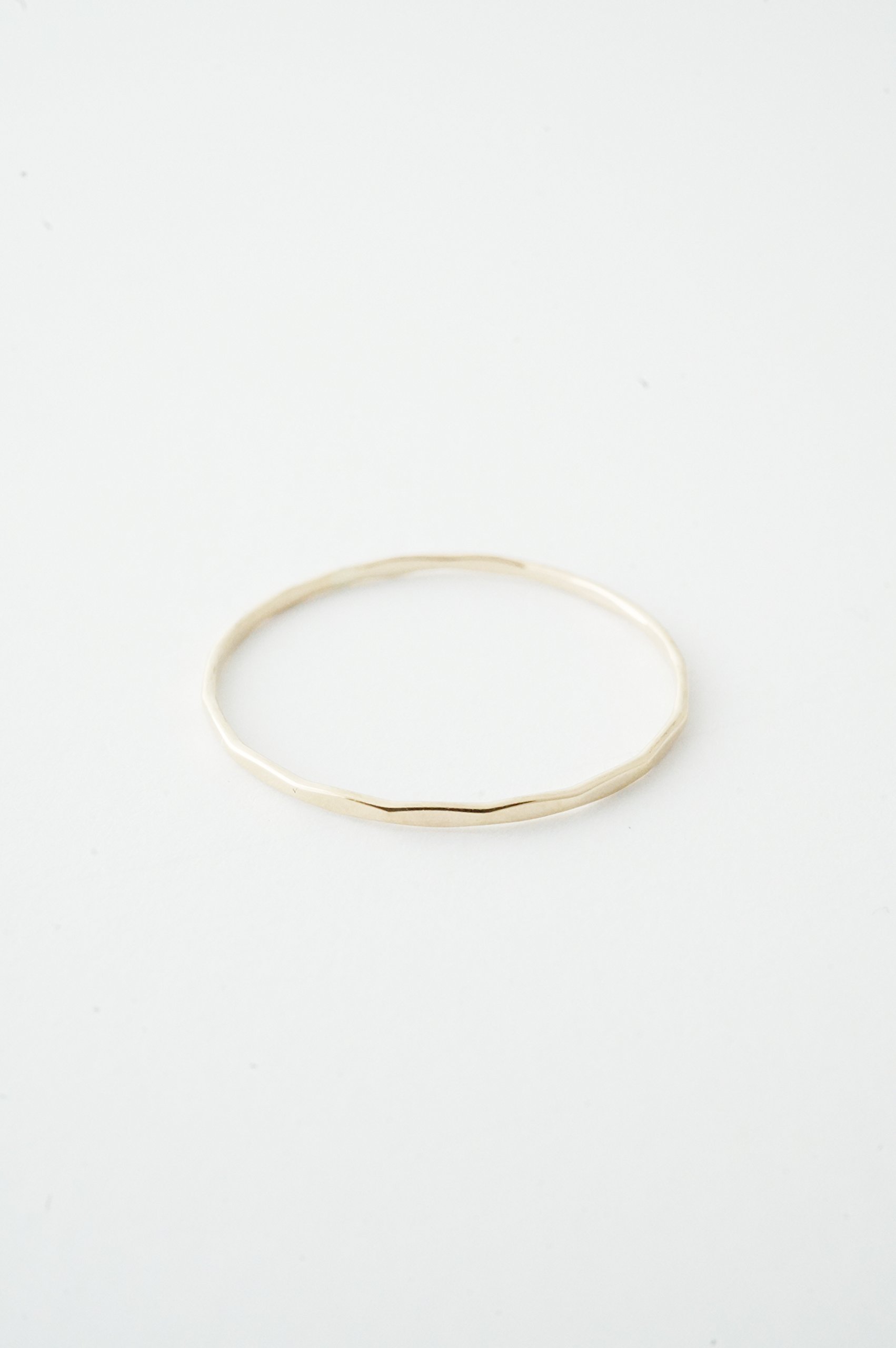 Honeycat Super Skinny Hammered Stacking Ring in Solid 14K Gold or 14k Rose Gold (Size 5-9) (Gold, 8)