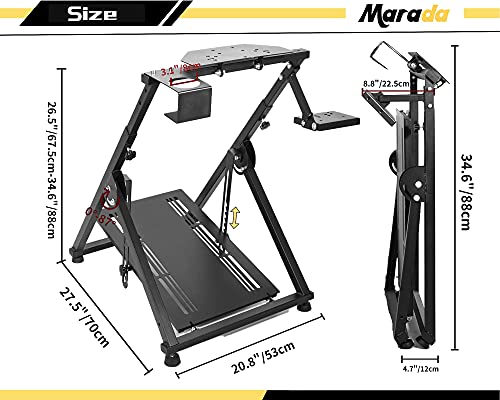 Marada Sim Racing Wheel Stand Simulator Cockpit X-Structure Quick Fold Fits for Thrustmaster/Logitech G29, G923, G920, T300RS, T150 Adjustable Gaming Stand without Steering Wheel, Pedal, Handbrake